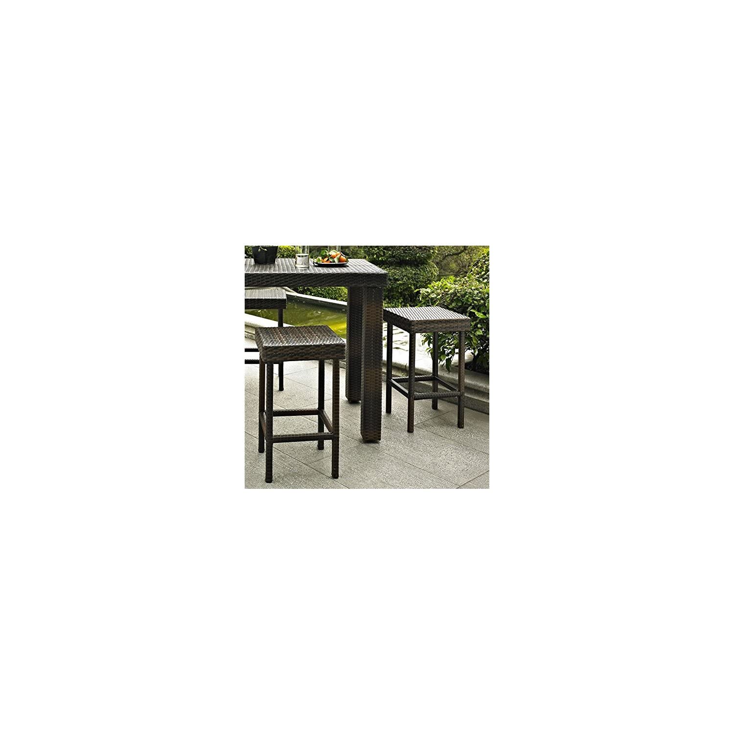 HomeStock Rustic Romance 2Pc Outdoor Wicker Counter Height Bar Stool Set Brown - 2 Stools - 15" D x 15" W x 25.13" H