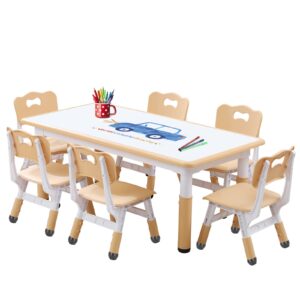 kids table and chairs, toddler table and chairs, kids table (6 chairs), kids table and chair set, kids table and chair set 5-8 year old. toddler table and chair set with 24 leg covers +12 color pens