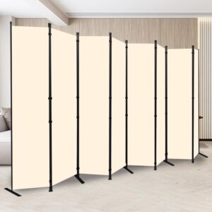 room divider and folding privacy screens 8 panel, 14.67 ft wide partition room dividers, portable room divider panel for room separtition, large wall dividers for room, office, school,studio beige