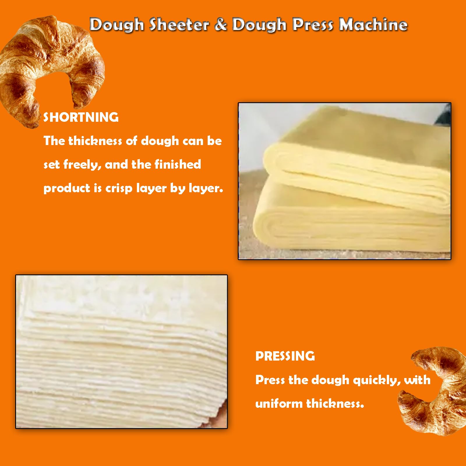 INTSUPERMAI Dough Sheeter Machine 23.6" Commercial Dough Press Roller Sheeter Fondant Sheeter Pasta Machine for Croissant, Puff Pastry, Marzipan