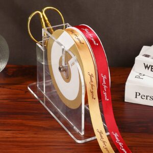 transparent ribbon spool holder stand, mini label dispenser multiple roll holder, table top ribbon storage organizer with removable rod and scissors stand ( color : 22.5x8.5x14.5cm(8.8x3.3x5.7 in) )