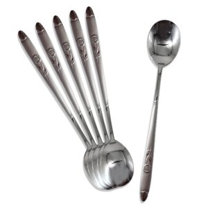 balwoo [6 p][made in korea] korean style soup spoon 8.5 inch premium 430(18/0) stainless steel dessert spoons dinner spoon, table spoon, rice spoon ice cream scoop (sunflower)