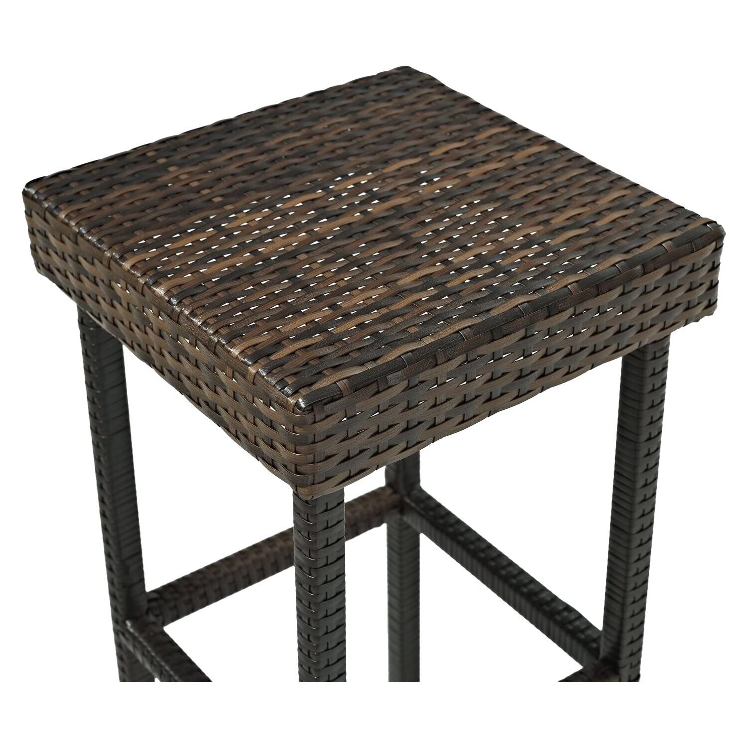 HomeStock Rustic Romance 2Pc Outdoor Wicker Counter Height Bar Stool Set Brown - 2 Stools - 15" D x 15" W x 25.13" H