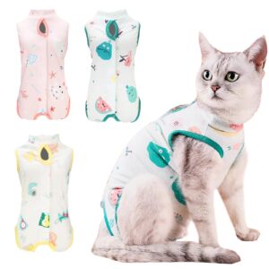 3 pieces cat recovery suit, cat onesie after surgery anti licking wounds for cats, cat surgery recovery suit cat outfit for cats, cat spay recovery suit female (s)