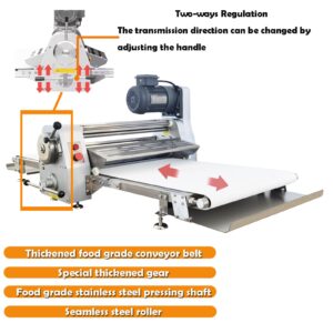 INTSUPERMAI Dough Sheeter Machine 23.6" Commercial Dough Press Roller Sheeter Fondant Sheeter Pasta Machine for Croissant, Puff Pastry, Marzipan