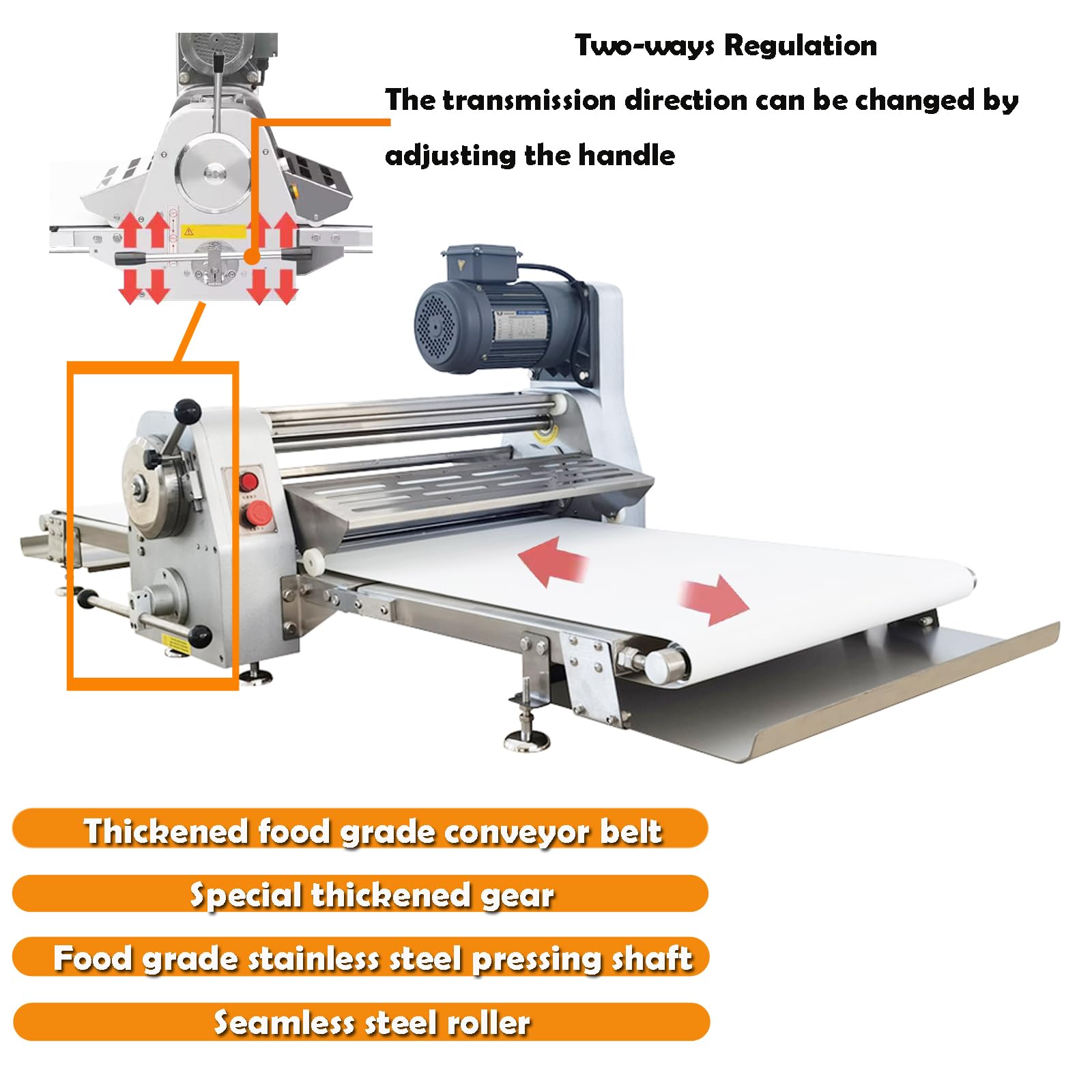 INTSUPERMAI Dough Sheeter Machine 23.6" Commercial Dough Press Roller Sheeter Fondant Sheeter Pasta Machine for Croissant, Puff Pastry, Marzipan