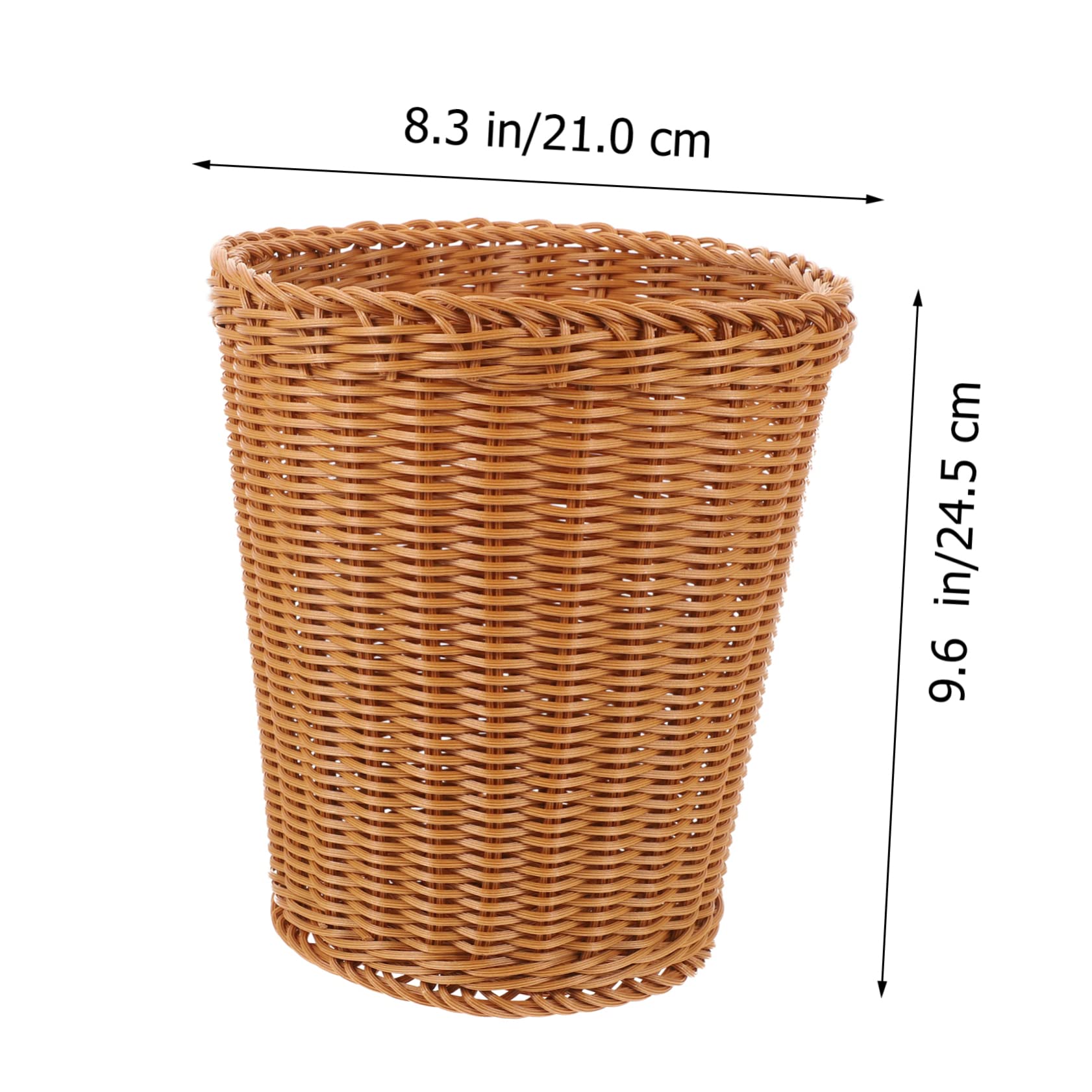 Levemolo Rattan Woven Trash Can, Brown, Open-Top, 24.5cm x 21cm x 16cm