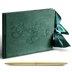 panelee wedding guest book with pen green velvet guest book wedding reception 144 page sign in book wedding memory book elegant guest book for wedding party bridal shower guest visitor