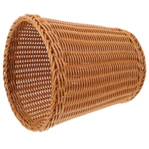 levemolo rattan woven trash can, brown, open-top, 24.5cm x 21cm x 16cm