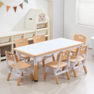 Kids table and chairs, Toddler table and chairs, Kids table (6 chairs), Kids table and chair set, Kids table and chair set 5-8 year old. Toddler table and chair set with 24 leg covers +12 color pens