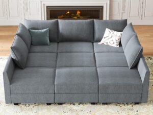 honbay modular sectional sleeper sofa with storage reversible modular sofa couch oversized sleeper sectional sofa modular couch bluish grey