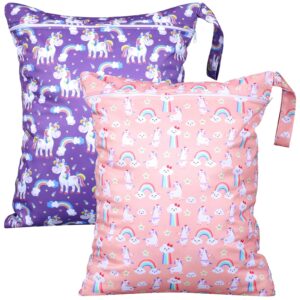 shappy 2 pcs large travel laundry bag washable waterproof wet dry bag large dirty clothes bag bathing workout bag(unicorn)