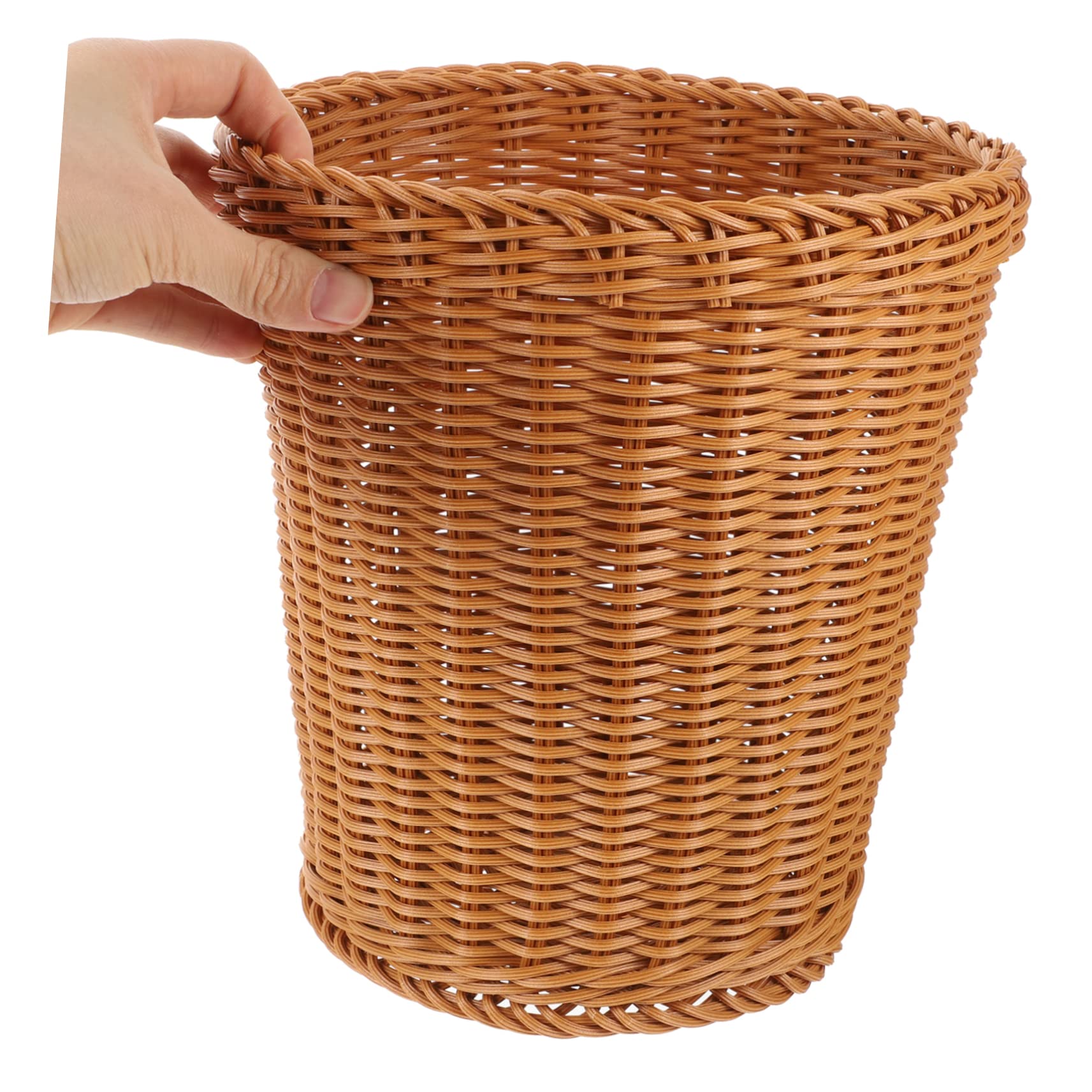 Levemolo Rattan Woven Trash Can, Brown, Open-Top, 24.5cm x 21cm x 16cm