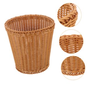 Levemolo Rattan Woven Trash Can, Brown, Open-Top, 24.5cm x 21cm x 16cm