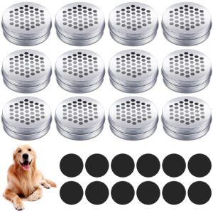 oudain 12 pack dog scent work tins, dog scent training box, dog nose metal container with 12 magnetic dots, dog scent training kit smell training canisters aluminum cans for dogs training (hexagon)