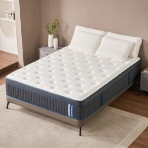 full mattress, lechepus 14 inch hybrid mattress, medium plush gel memory foam and pocket springs mattress in box,fiberglass free, medium full size mattress for back pain relief, 54" x 75" x 14"