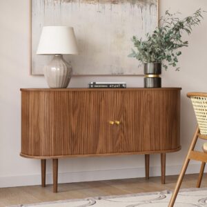 wermo 55'' sideboard storage cabinet with doors and shelves - credenza storage cabinet for office, bedroom storage cabinet, hallway storage cabinet, console storage cabinet (walnut)