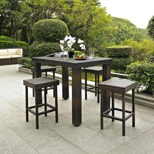 HomeStock Rustic Romance 2Pc Outdoor Wicker Counter Height Bar Stool Set Brown - 2 Stools - 15" D x 15" W x 25.13" H