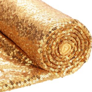 shimeyao sequin fabric by the yard, glitter fabric for sewing costumes, shiny fabric for dress clothing wedding backdrop tablecloth table runner home decor(gold, 12 feet 4 yard)