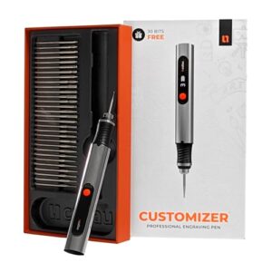 culiau's customizer engraving pen: ultimate cordless portable for artists & diyers - engrave 50+ surfaces - beginner friendly - rechargeable - free 30 bits & mastery guide