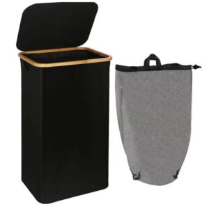 jenumen 100l large black laundry hamper, xl waterproof laundry basket with handles and lid for clothes storage in bedroom bathroom laundry bin