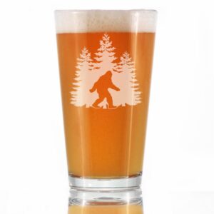 bigfoot pint glass - funny bigfoot gifts for sasquatch enthusiasts - 16 oz pint glasses