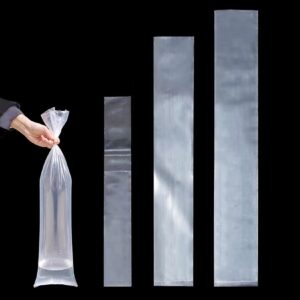 6x40 inch (100 pack) flat open poster bags sleeves, 2 mil long narrow plastic sleeves, blueprint bags clear, long plastic bags, waterproof tube storage bag