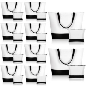 sanwuta 20 pcs large blank canvas tote bags and makeup bags blank reusable grocery bags canvas bags with handles(black and white)