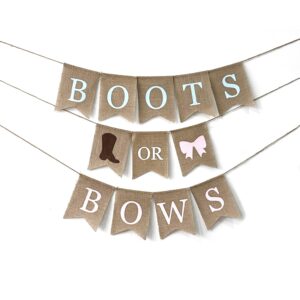 boot or bow banner, boy or girl burlap banner, baby shower burlap shower decorations, baby gender reveal party