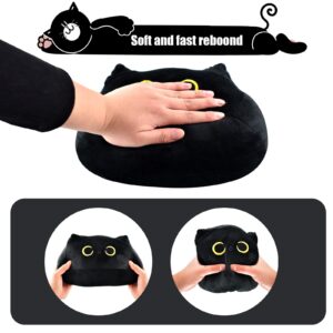 AudeRhine 10'' Cute Black Cat Plush Toys, Soft Cat Pillow Squishy Plushies, Cat Stuffed Animals Kawaii Plush Toys Home Decoration Gift for Cat Lovers Kids Boys Girls (Black, 10 Inch)