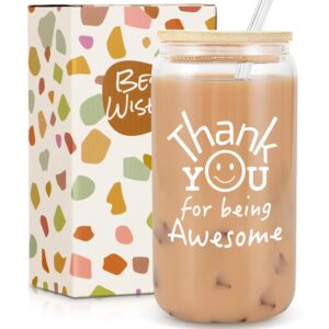 thank you gifts for women men, employee appreciation gifts, appreciation gifts for coworkers, thank you for being awesome glass cup, gifts for coworkers, employee, teachers, nurse, thanksgiving gifts