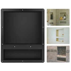 suteck shower niche double shelf, 16-inch width x 20-inch height x 4-inch depth, recessed shower niche ready for tile (inner size: length 12"+4", width 14") niche for shower bathroom storage