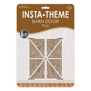 Beistle 6' x 5' Rustic Western Barn Door Photography Background Farm Theme Photo Shoot Backdrop For Birthday, Baby Showers, Wedding Day Décor, Brown/White/Black