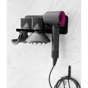 hair dryer holder for dyson supersonic airwrap hair dryer, metal blow dryer stand for bathroom and salon, wall mount attachments storage