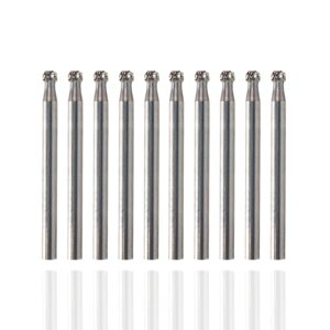 rannb double cutting carbide rotary burr bits 1/8" shank dia 1/8" head dia ball shape grinding bit for wood carving engraving polishing - 10pcs