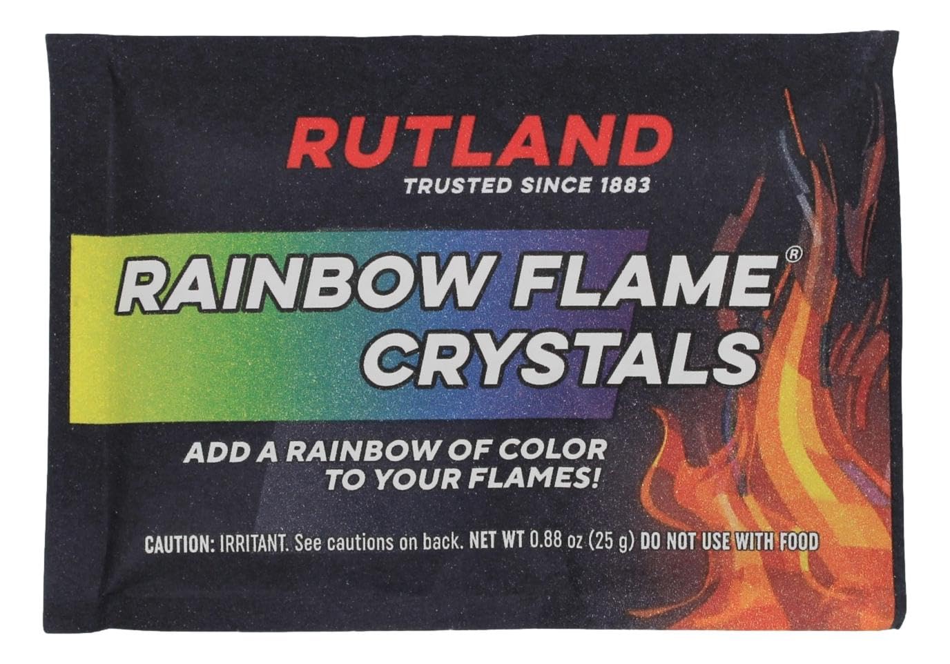 Rutland Rainbow Flame Crystals Packets, Non-Plastic & Environmentally Friendly Packets, Case of 25