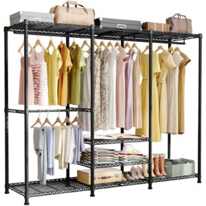 ulif e5 garment rack, 4 tiers freestanding heavy-duty closet organizer and storage system, max load 780lbs, 67.9" w x 14.5" d x 77.1" h, black