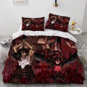 marrkt dark clover asta anime duvet cover set, 100% microfiber bedding sets, 3 pieces ultra soft skin-friendly comforter cover set (1 duvetcover+2 pillowcase) (08,full 80x90inch)