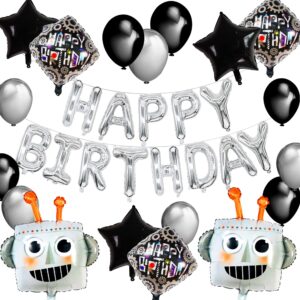 31 pcs robot birthday party supplies robot birthday balloons robot birthday banner favors cake cupcake decoration