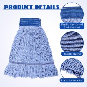 Gejoy 10 Pack 24oz Mop Head Replacement Commercial Cleaning Mop Head Wet String Blue Mop Head Refills Heavy Duty Cotton Industrial Mophead Large Looped End Microfiber Mop Heads for Floor Cleaning