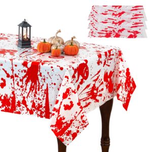 joybest 3 pack halloween bloody handprint tablecloth - 54 x 108 inch waterproof disposable plastic table covers for halloween party supplies decoration, dinner party and horror theme party