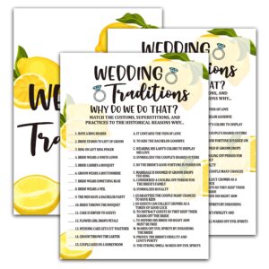 bridal shower games - lemon theme engagement party game cards for wedding, bachelorette party - citrus lemon bridal shower decorations - wedding traditions - 30 cards(a01)