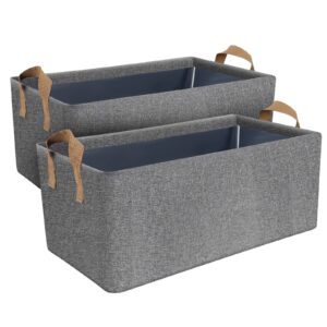 dayard fabric storage bins with metal frame, large storage baskets for closet organizing, rectangle 2-pack, grey