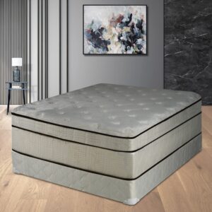 greaton 11 inch hybrid firm foam encased mattress with 8" box spring, eurotop with soft white teddy bear fabric cover for cool sleep and pressure relief, firm feel with motion isolation, full xl