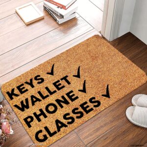 welcome door mats keys wallet phone glasses greeting front porch rugs indoor non slip door mats entrance patio carpet rugs floor mat for home bathroom kitchen decor 17x30 inch