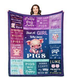 solzien pig blanket 60"x50", pig gifts for pig lovers women, pig gifts for girls, pig decor for pig lovers, cute throw pig blanket, pigs in a blanket, pig themed gifts, just a girl who loves pigs