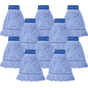 gejoy 10 pack 24oz mop head replacement commercial cleaning mop head wet string blue mop head refills heavy duty cotton industrial mophead large looped end microfiber mop heads for floor cleaning