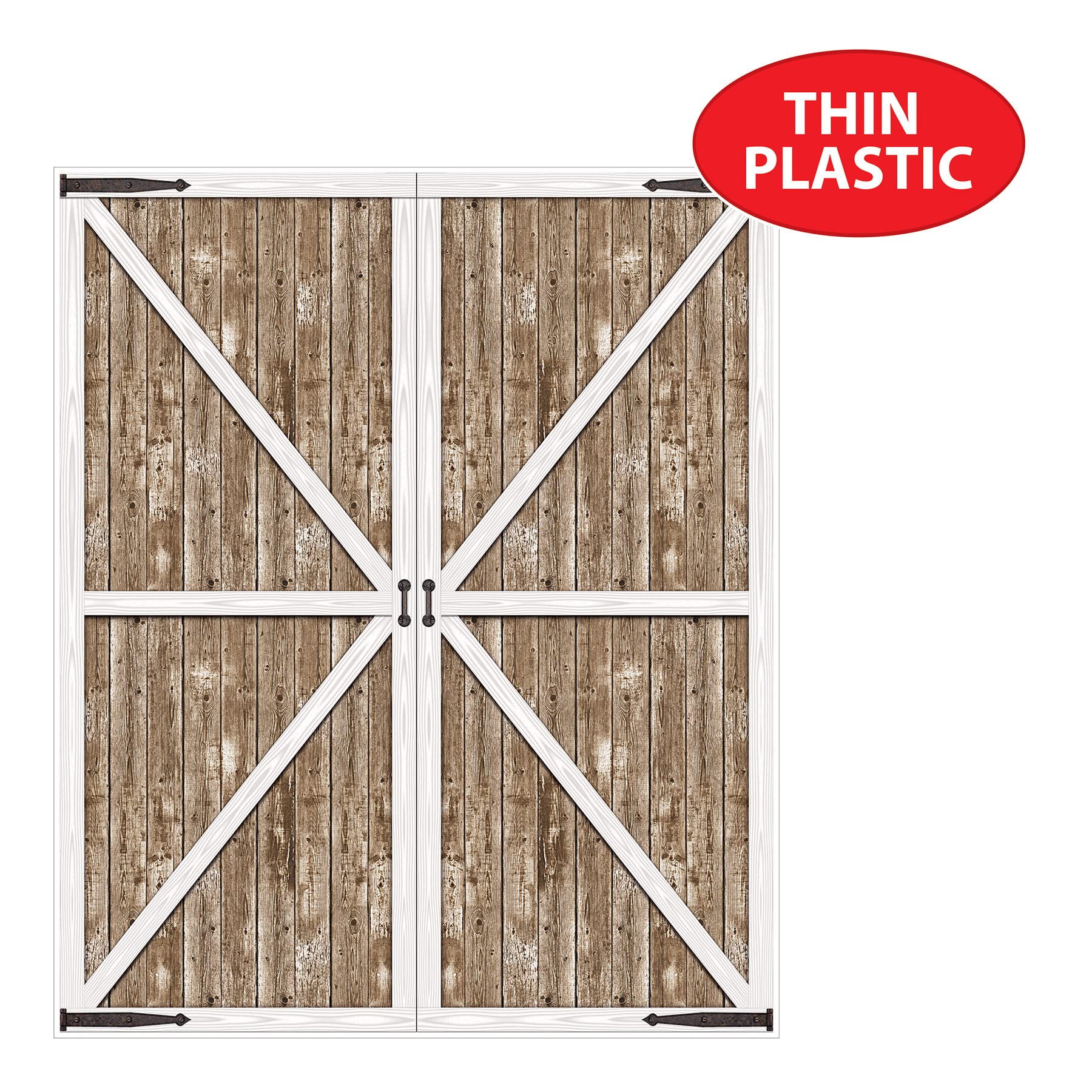 Beistle 6' x 5' Rustic Western Barn Door Photography Background Farm Theme Photo Shoot Backdrop For Birthday, Baby Showers, Wedding Day Décor, Brown/White/Black