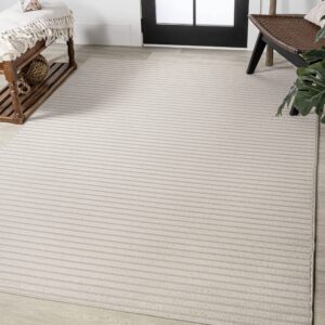 jonathan y scn102b-8 aarhus high-low minimalist scandi striped indoor/outdoor area rug, classic, farmhouse, cottage, minimalist, bedroom, kitchen, living room, non shedding, ivory/cream, 8' x 10'