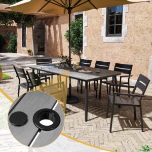 JOINHOM 9 Piece Patio Dining Table & Chair Set - Outdoor All Aluminum Patio Furniture Sets with Waterproof, Rust-Proof, Patio Rectangle Table with Umbrella Hole for Deck, Garden, Backyard, All Weather